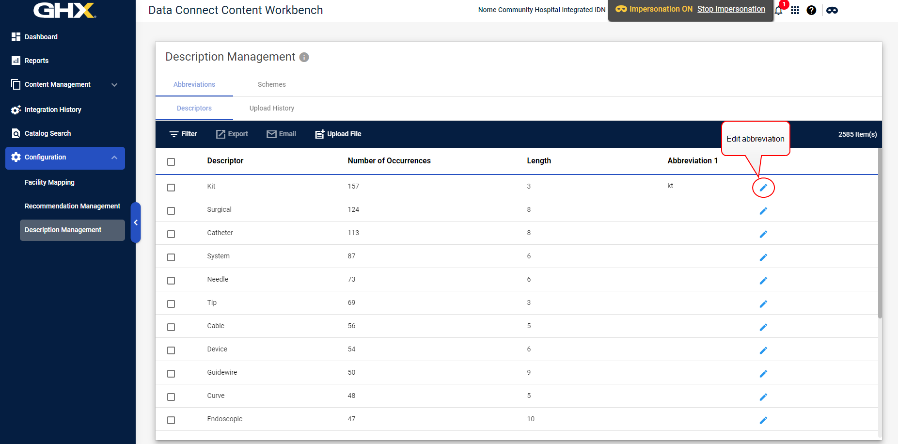 Description Management: Abbreviations