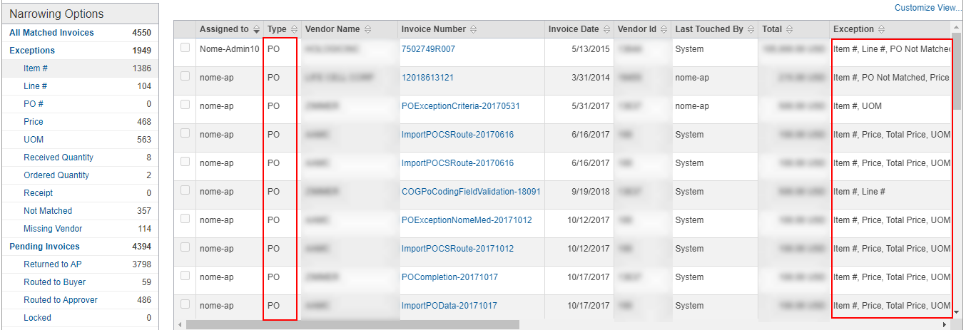 Invoice Types and Statuses