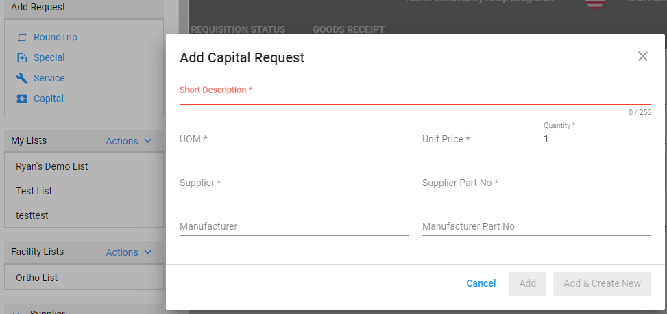 Create a Capital Request