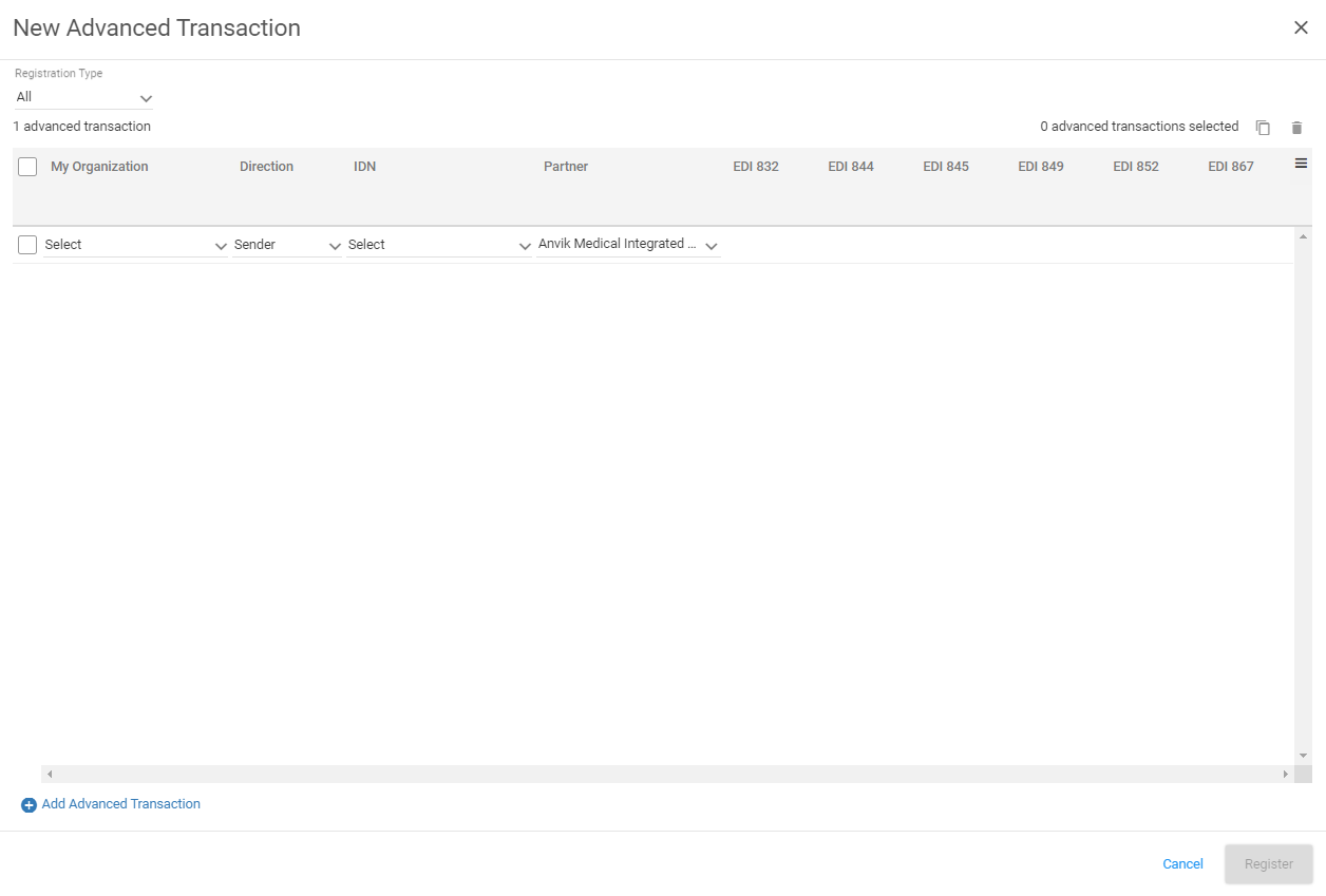 Request New Advanced Transactions
