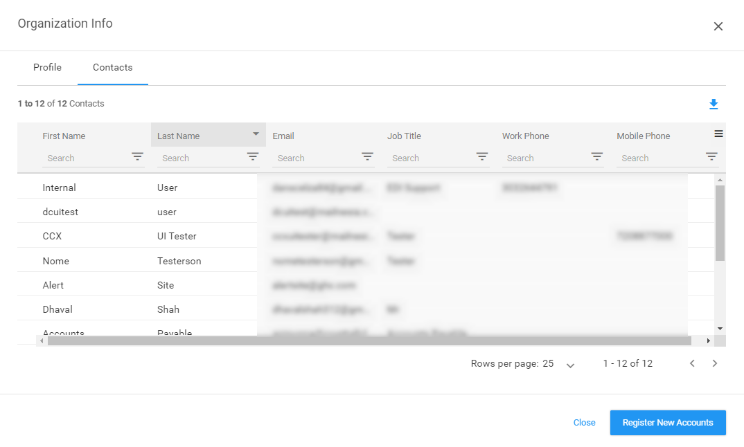 View Trading Partner Contacts
