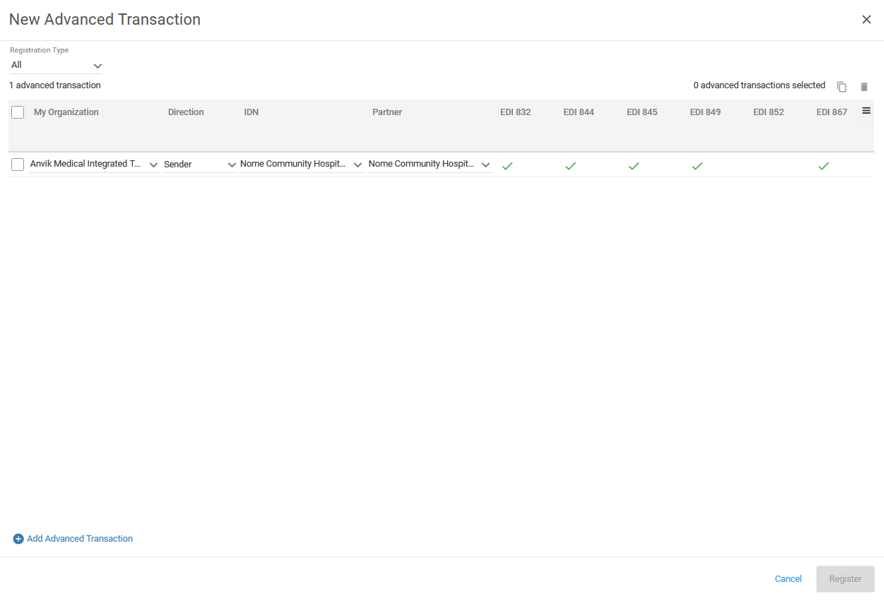 Request New Advanced Transactions